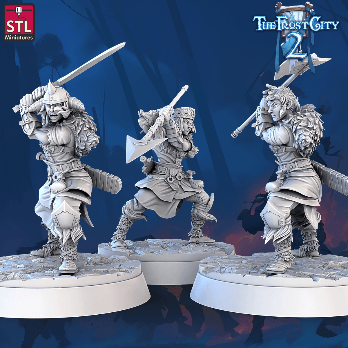 3D Printed STL Miniatures Barbarians The Frost City 2 28 - 32mm War Gaming D&D – 3D Printing Boss