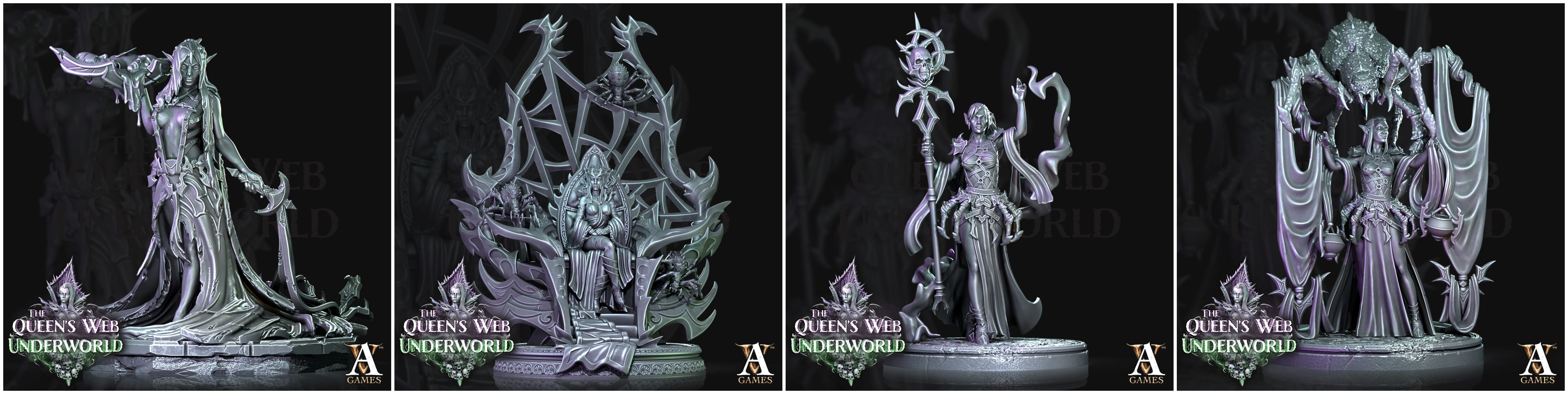 3D Printed Archvillain Games Dark Elves Divine The Queen's Web ...