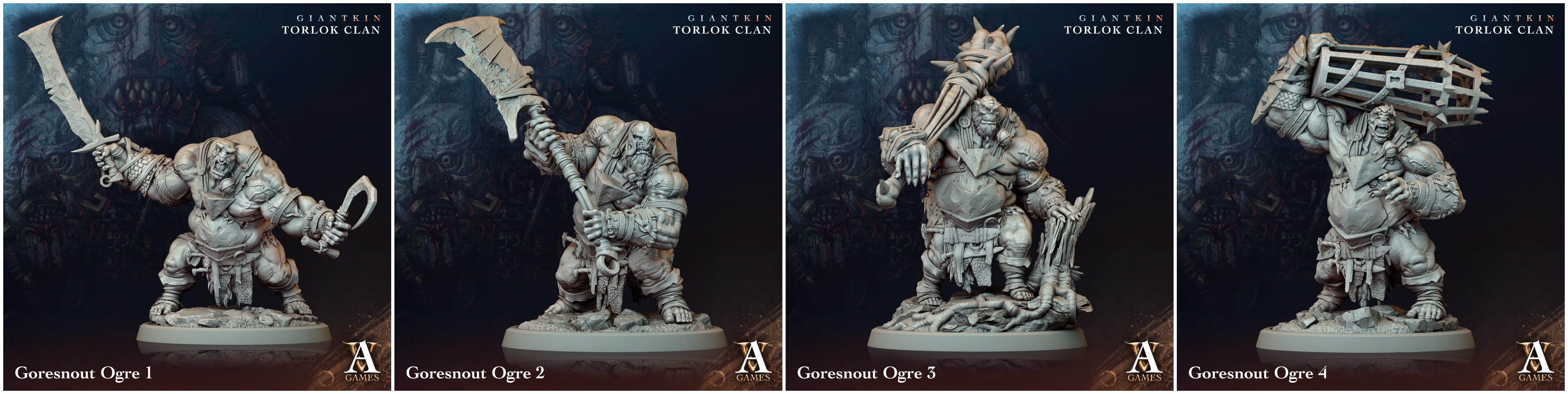 3D Printed Archvillain Games Giantkin - Torlok Clan Goresnout Ogre 28 ...
