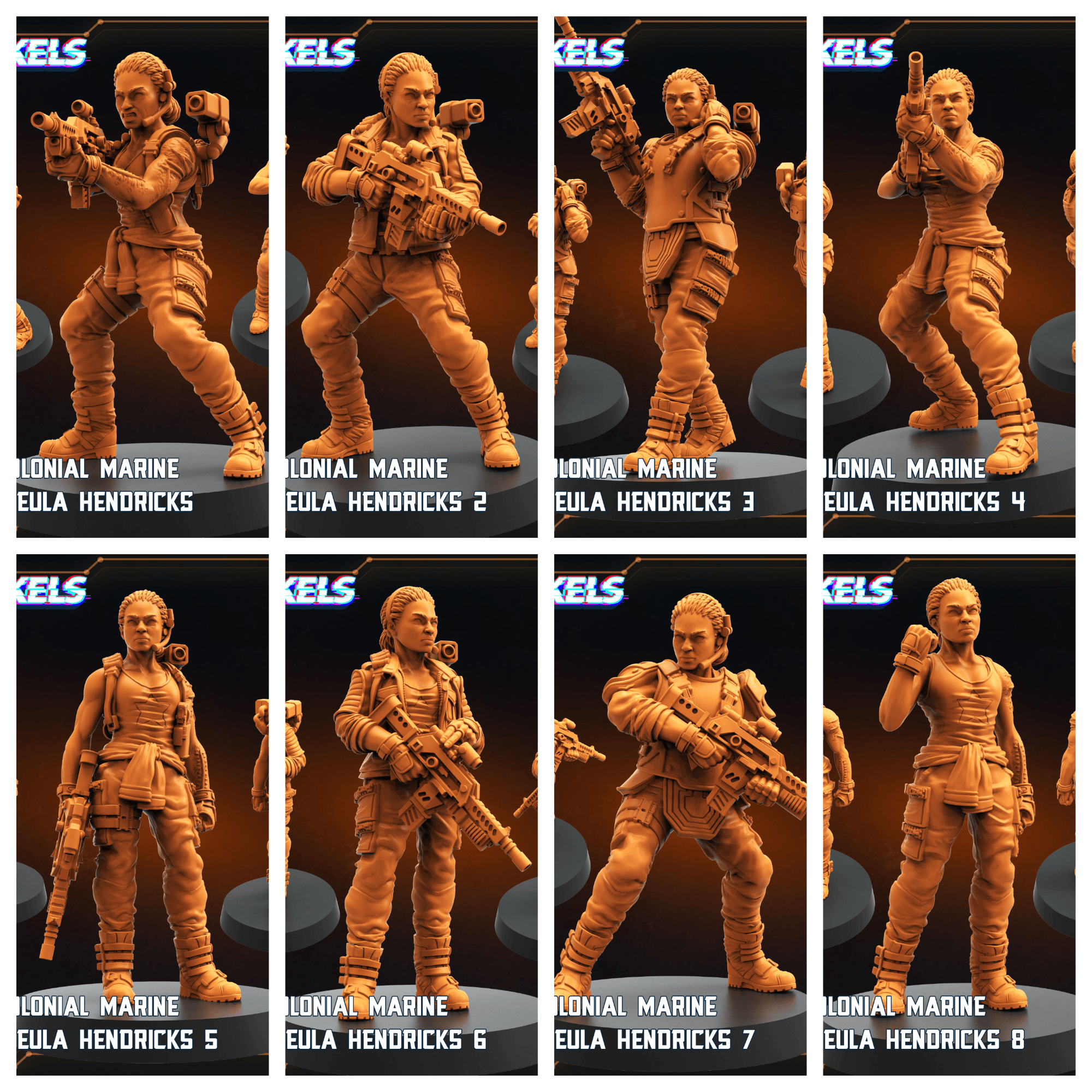 3D Printed Papsikels Human Colonial Marine Colonel Eula Hendricks Set ...