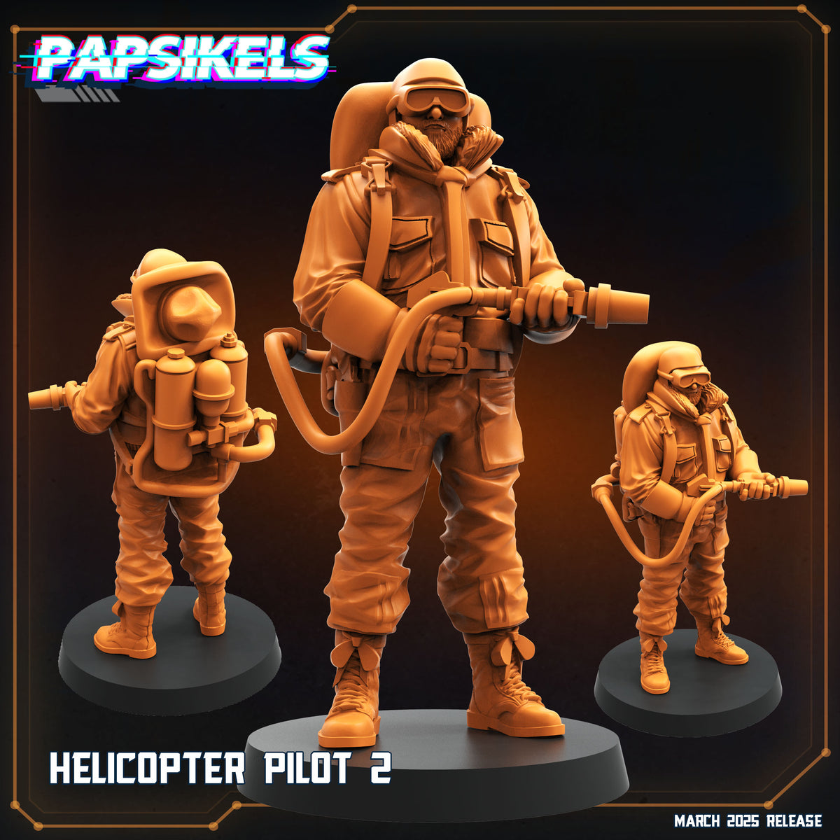 3D Printed Papsikels Helicopter Pilots MARCH 2025 CYBERPUNK 28mm 32mm ...