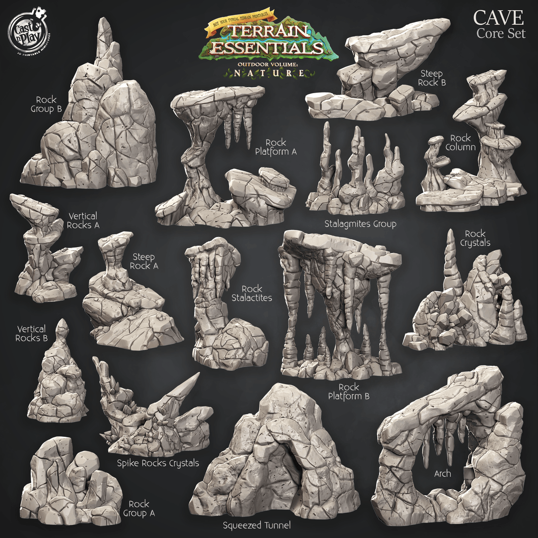 3D Printed Cast n Play Cave Core Terrain Set Terrain Essentials Nature ...